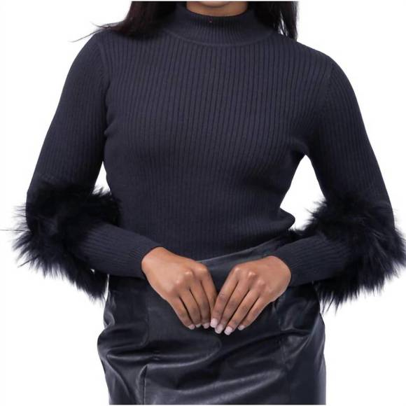 Tyler Boe | Sweaters | New Tyler Boe Mock Neck Rib Top Wfur In Black ...